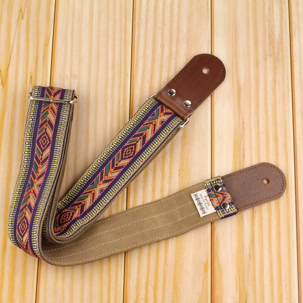 Tribal Guitar Strap Arrows | Embroidered Jacquard Native Pattern