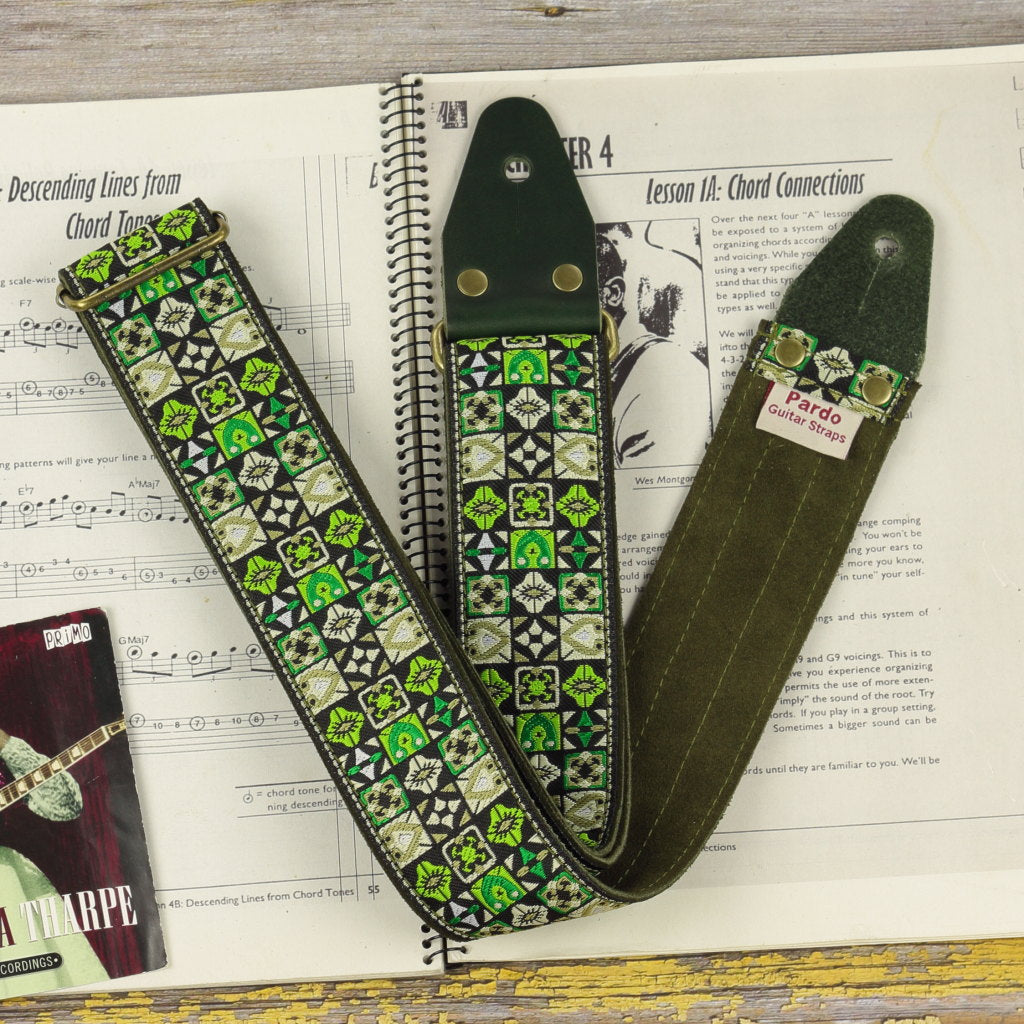 Hendrix Strap for Guitar Green Woodstock – Pardo Guitar Straps