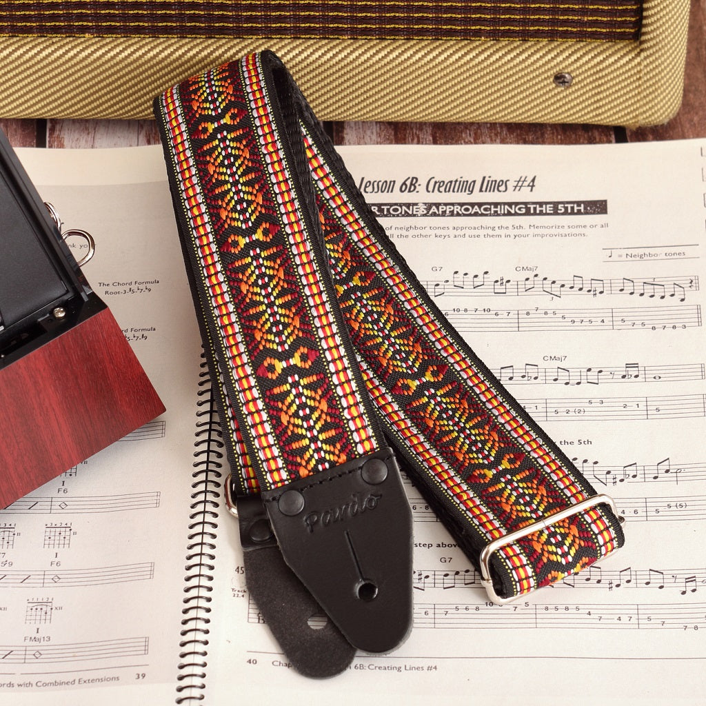 Bob Marley Style Guitar Strap – Wine Red Vintage Design – Pardo Guitar ...