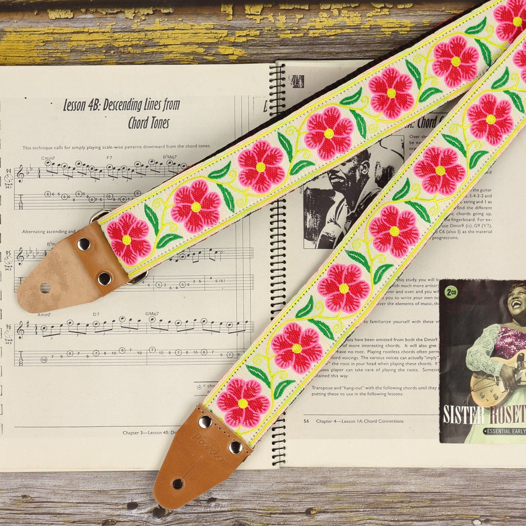 Floral Guitar Straps – Vintage Flower Designs | Handmade in Spain ...