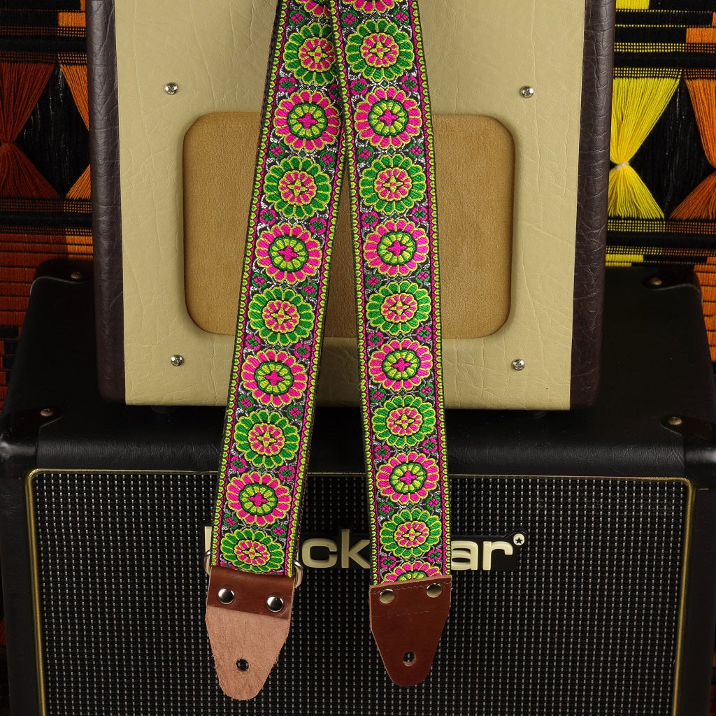 Floral Guitar Strap Flower and Leaves Straps – Pardo Guitar Straps